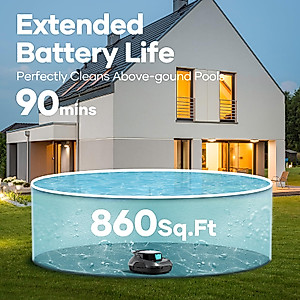 AIPER Scuba SE Robotic Pool Cleaner, Cordless Robotic Pool Vacuum, Lasts up to 90 Mins, Ideal for Above Ground Pools, Automatic Cleaning with Self-Parking Capabilities…