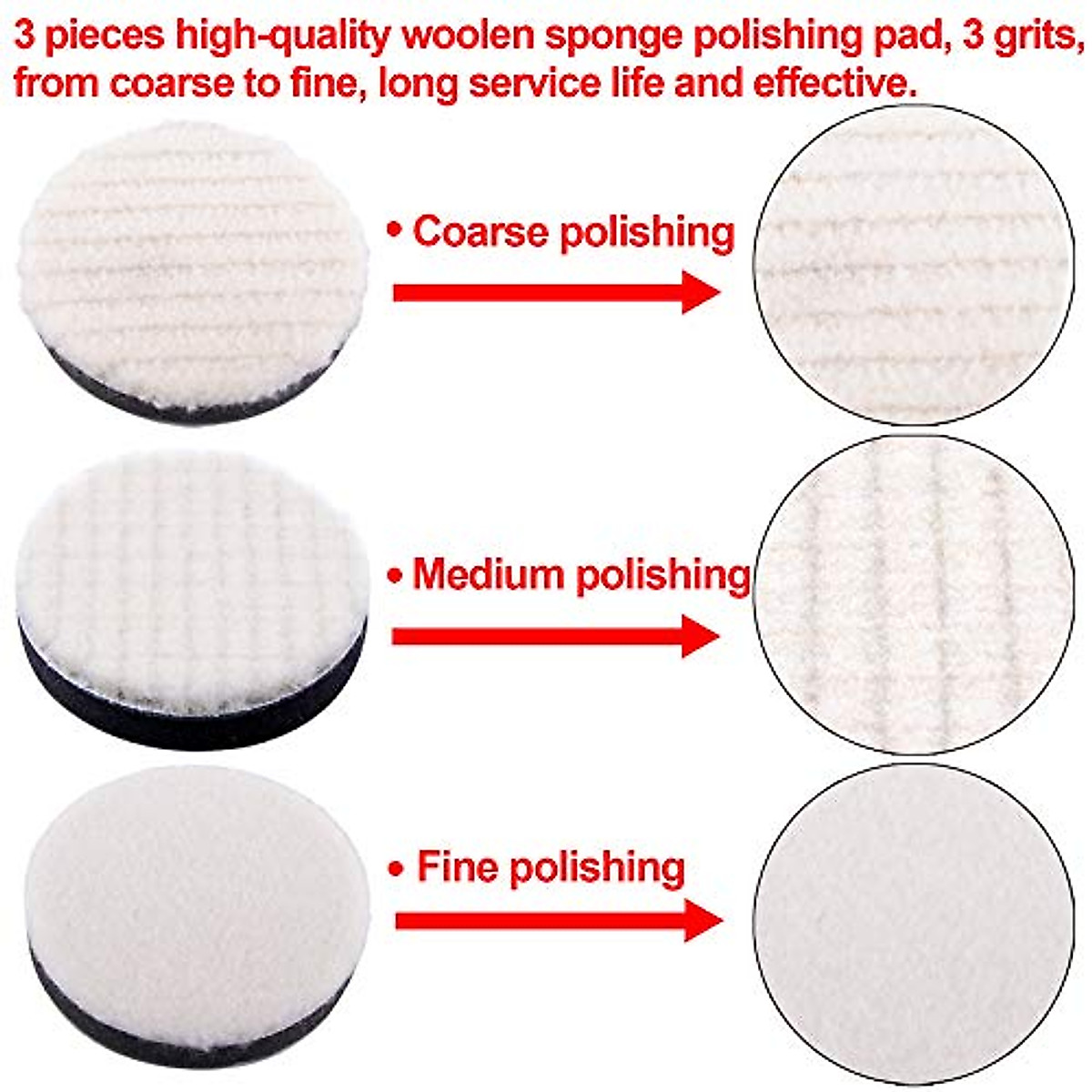 SIQUK 28 Pieces 3 Inch Buffing Pads Car Polishing Pad Kit Foam Polishing Pads Car Buffer Polisher Attachment for Drill