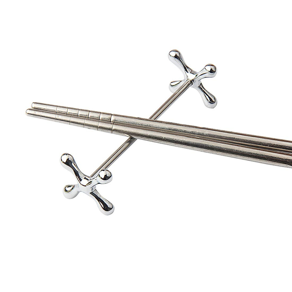 MULHUE 4 Pcs Stainless Steel Chopsticks Rest Spoons Stand Forks Knifes Holder Rack Stand Metal Craft Table Decoration (Silver)