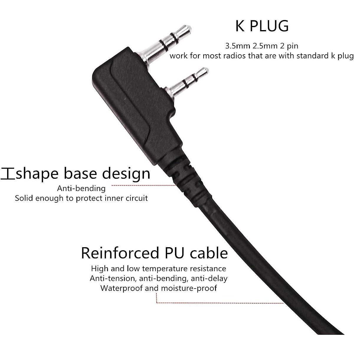 WODASEN Military U94 PTT Adapter Tactical Headset Push to Talk Connector 7.1mm TP-120 to 2 Pin Walkie Talkie for Baofeng UV-5R UV-82 UV-82hp BF-888s AR-152 Archsell AR-5 Kenwood Radio NATO-US Wiring