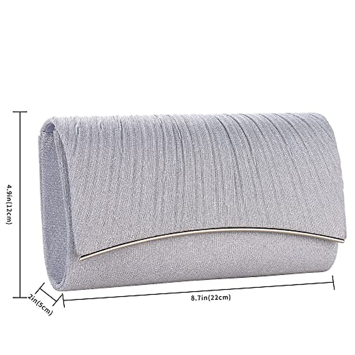 ZHANNI Clutch Purses for Women Fashion Shining Evening Bag Handbag Party Wedding Clutch (Silver)