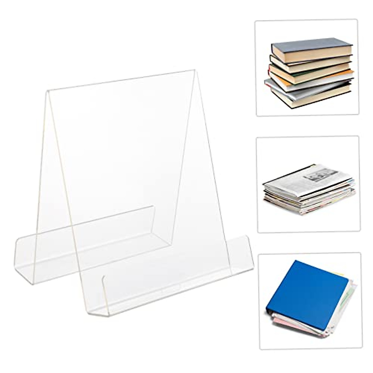 VILLFUL 1pc Acrylic Bookend Foldable Bookshelf Metal Brackets Adjustable Bookends Heavy Duty Book Ends Clear Magazine Holder Desk Book Stand Bookstore Tabletop Bookend Acrylic Book Support