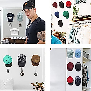 LIGTEHEEA Hat Rack for Wall 16 Pcs , Adhesive Hat Hooks for baseball Caps, Modern Hat Hangers with Minimalist Hat Rack Design, No Drilling for Closet Door Bedroom Entryroom Laundry (Black)