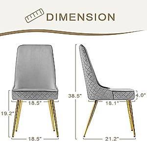 Comfy to go Dining Chairs, Velvet Dining Chairs Set of 4, Mid Century Modern Dining Room Chairs with High Back and Gold Legs(Gray) Chairs Only