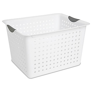 Sterilite 16288006 Deep Ultra Basket, White Basket w/ Titanium Inserts, 6-Pack