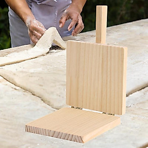 IEUDNS Dough Presser Dough Pressing Tool, Wooden Wooden Tortilla Press Maker, Manual Dumpling Wrapper Presser Kitchen Gadgets, Beige