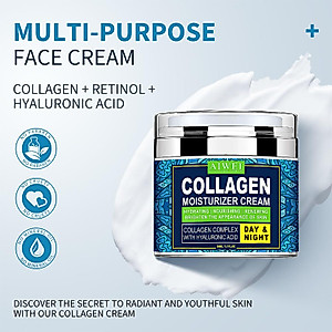 AIWEI Face Moisturizer Collagen Cream - Moisturizing, Hydrating & Recovery - Day Night Face Cream with Retinol and Hyaluronic Acid for Men & Women - 1.7 oz