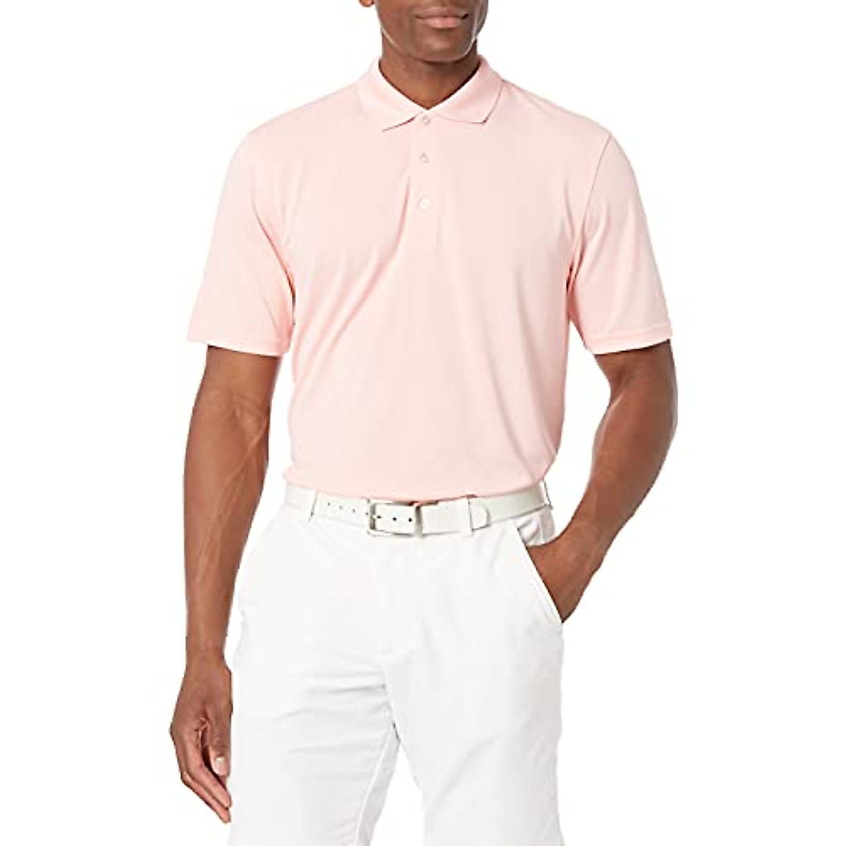 Amazon Essentials Men's Regular-Fit Quick-Dry Golf Polo Shirt - Discontinued Colors, Pink, Large