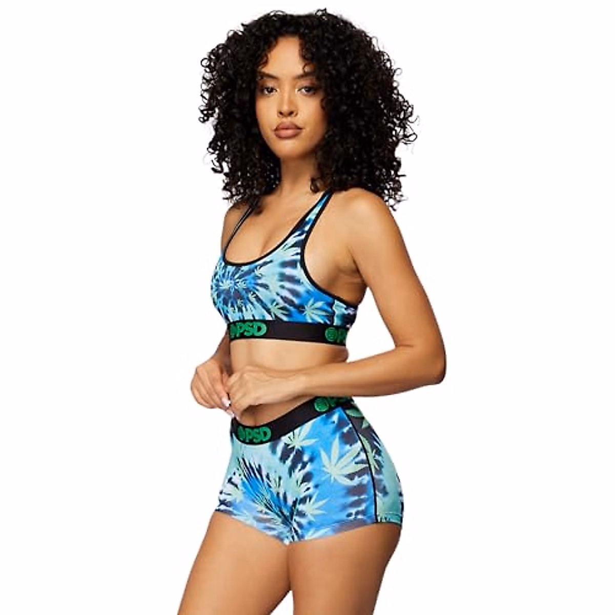 PSD Women's Weed Spiral Sports Bra, Blue, L