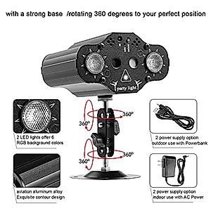 Party Lights DJ Disco Lights,Stage Laser Light Projector 2 RGB LED Multiple Patterns Sound Activated Flash Strobe Lighting with Remote Control for Parties Christmas Karaoke Wedding Home Decoration