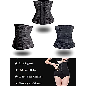 Youloveit Women's Waist Trainer Corset for Everyday Wear Steel Boned Tummy Control Body Shaper with Adjustable Hooks(Black,XL)