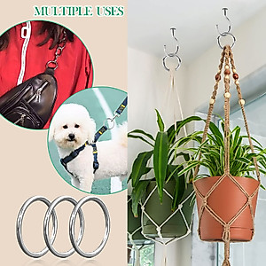 90Pcs 6 Sizes Silver Metal O Rings Multi-Purpose Heavy Duty Round Ring for Hardware Bags Belts Dog Leashes Hanging Basket DIY Craft Supplies, 15mm, 20mm, 25mm, 32mm, 38mm, 50mm