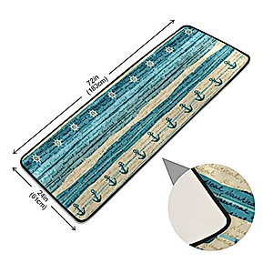 ALAZA Nautical Style Runner Area Rug Non Slip Floor Mat for Hallway Entryway Living Room Bedroom Dorm Home Decor 72x24 inches