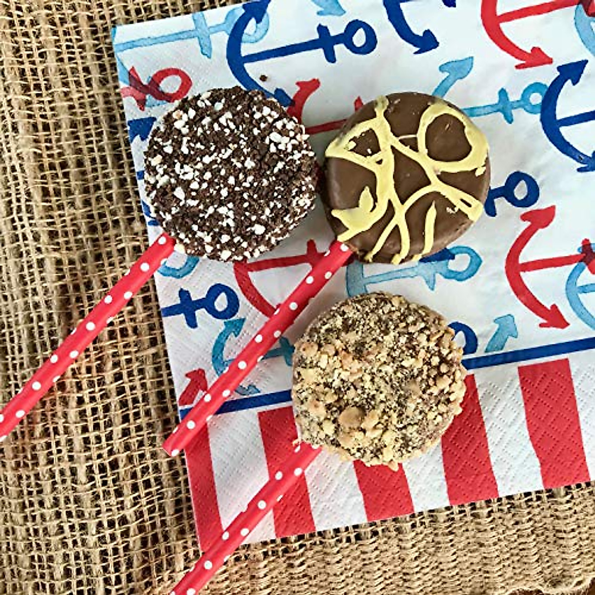 Red and White Paper Straws - Polka Dot Straws - 7.75 Inches - 50 Pack