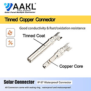 AAKL 20Pairs Solar Panel Connector IP67 Waterproof Solar Power Cable Connectors 1000V 30A 10AWG/12AWG Male/Female Plug with 2PCS Spanners (20 Pairs)