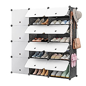 Aeitc 48-Pairs Shoe Rack Organizer Shoe Organizer Expandable Shoe Storage Cabinet Narrow Standing Stackable Space Saver Shoe Rack for Entryway, Hallway and Closet
