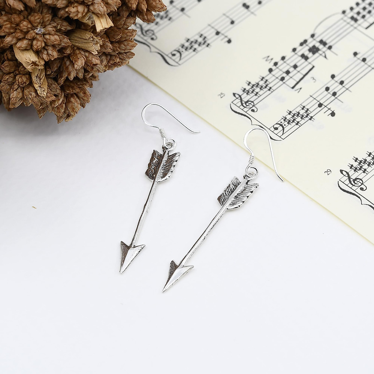 AeraVida Minimalist Hunter's Arrow .925 Sterling Silver Dangle Earrings