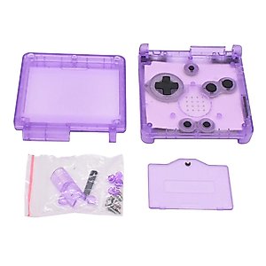 Meijunter Replacement Housing Shell Case for Gameboy Advance SP GBA SP Console(Transparent Clear Purple)