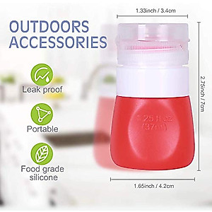 HongMall Squeeze Bottle Salad Dressing Container, Dressing to Go for Lunch and Travel, Portable Sauce Leakproof Mini Storage Bottles (Food-Grade Silicone, BPA Free), 1.3 oz (Set of 4)