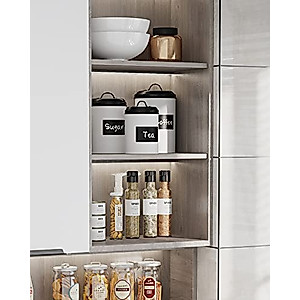 LF LIKEFAIR Farmhouse Kitchen Canisters Set of 3,Food Storage Containers for Home Kitchen, Tea, Herbs, Sugar, Salt, Coffee, Flour, Herbs (White & Black)