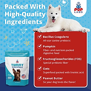 Pup Labs Tummy Essentials Probiotics for Dogs - Eliminate Digestive Dysfunction - Supports Gut Health - Dog Probiotics Support a Happy and Active Life - Made for All Dogs and in The USA, 30 Chews