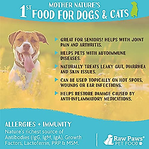 Raw Paws Pet Bovine Colostrum for Dogs Allergies & Immune Support, 5-oz - Made in USA, Pure Bovine Colostrum Powder for Cats - Bovine Colostrum Dogs Daily Supplement - Colostrum for Puppies & Kittens