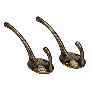 Dual Wall Hooks Coat Hooks Heavy Duty Made of Strong Metal 11Pcs-Antique Brass