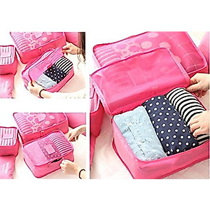 King&Pig 6pcs Travel Organizer Pouches Waterproof Luggage Clothing Finishing Bag (navy blue)
