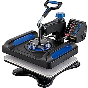 VEVOR Heat Press Machine, 15 x 15 Inches, Fast Heating, 360 Swing Away Digital Sublimation T-Shirt Vinyl Transfer Printer with Anti-Scald Surface, Canvas Bag, Pillow, Banner, ETL Listed, Blue