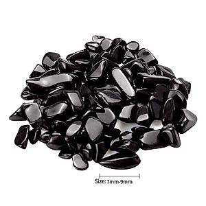 Twdrer 2lb/950g Small Natural Black Obsidian Tumbled Chips Crushed Stone Irregular Shaped Quartz Rock Healing Reiki Crystal Gemstone for Jewelry Making Garden Aquarium Vase Plant Decoration(Black)