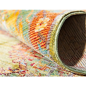 Unique Loom Austin Collection Vibrant Colors, Abstract, Traditional Area Rug, Rectangular 8' 0" x 10' 0", Light Green/Beige