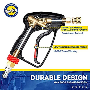 TOOLCY Pressure Washer Short Gun, Commercial 5000 PSI / 10.5 GPM with Nozzle Tips, 3/8" Swivel USA-NPT Thread x Quick Socket, Sturdy Design for Gas Power Washer
