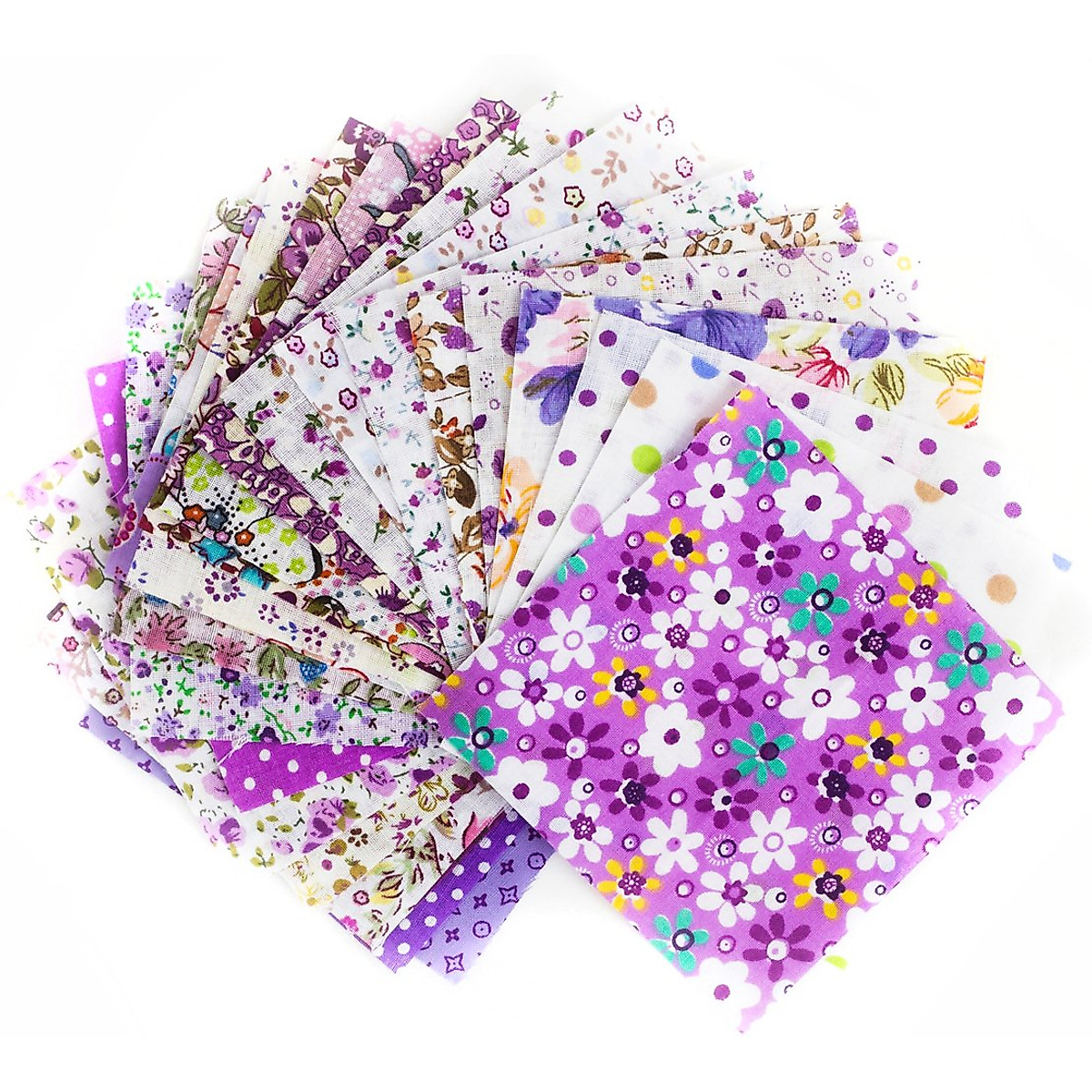 RayLineDo 50pcs 1010cm Different Pattern Patchwork Fabric Craft Printed Cotton Material Mixed Squares Bundle Quilting Scrapbooking Sewing Artcraft DIY Fabric Purple Series
