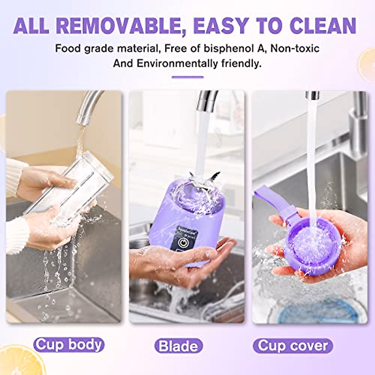 Portable Blender for Shakes and smoothies with Scale, 4000mAh Personal Electric Blender 15.2 oz,150w 6-Blades Blender Bottles, USB Rechargeable Mini Fruit Juicer for Travel, Office, Outdoors