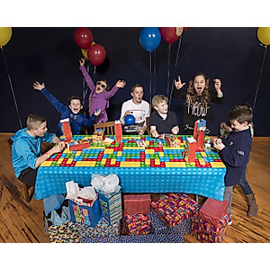 Party Ninja Extra Large Brick-Style Birthday Party Tablecloth (108" x 54") - Indoor or Outdoor Use - Disposable Brick Party Theme Table Cover - Birthday Party Supplies Made from Recycled Materials