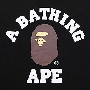 Unisex The Bathing Ape Head Short Sleeve Neck T-shirt Ape Head Cartoon Print Loose T-shirt (1,Medium,Medium)