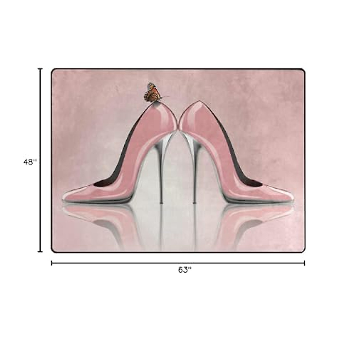 ALAZA High Heel Shoes Butterfly Non Slip Area Rug 4' x 5' for Living Dinning Room Bedroom Kitchen Hallway Office Modern Home Decorative
