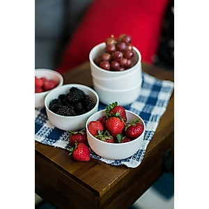 Coza Design Reusable Plastic Bowl - Set of 6 - Microwave and Dishwasher Safe - Perfect Serving Bowls for Candy, Snacks, Cereal, Dessert, Ice Cream, and Soup - BPA Free (12 oz, White)