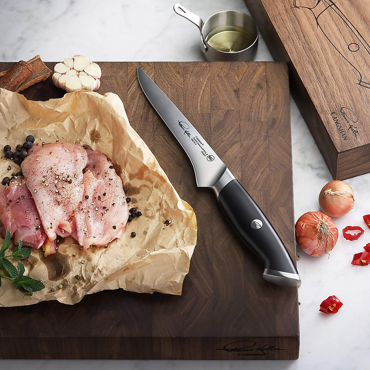 Cangshan Thomas Keller Signature Collection Swedish Powder Steel Forged, 6-Inch Boning Knife, Black