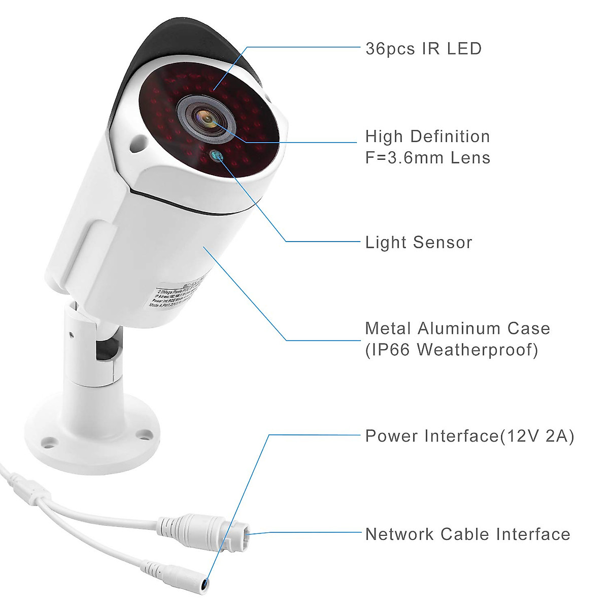 JideTech 5MP POE Outdoor IP Security Camera, 65ft IR Night Vision Motion Detection IP66 Waterproof