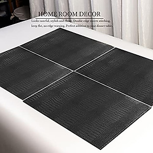 Leather Placemats for Dining Table Waterproof Set of 4 Marble Decor for Kitchen Table Easy to Clean PU Place Mats for Dinning,Office