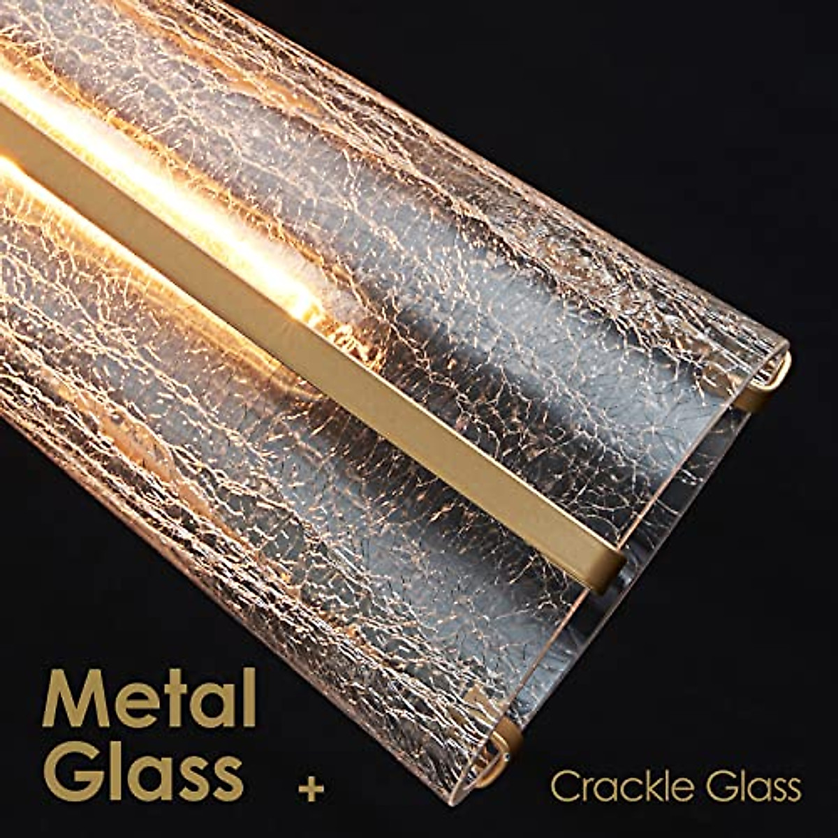 AIRYPHANT Gold Glass Pendant Light Set of 3, Modern 1-Light Gold Crackle Glass Pendant Light for Dining Room Kitchen Island