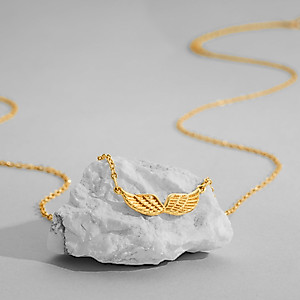 Dremmy Studios Dainty Gold Angel Wings Necklace 14K Gold Filled Simple Tiny Cute Charm Guardian Angel Pendant Necklace for Women Minimalist Personalized Jewelry