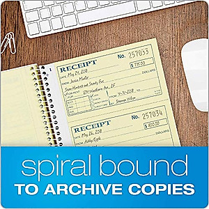 Adams Money and Rent Receipt Book, 2-Part Carbonless, 5-1/4" x 11", Spiral Bound, 200 Sets per Book, 4 Receipts per Page, Sold as 5 Pack, 1000 Sets Total (SC1152)