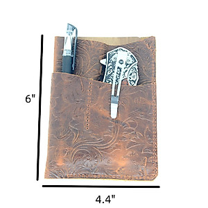 JJNUSA Leather EDC Pocket Organizer with 4 Pouch Men Handmade Sheath Knife Holster Pouch Wallet Multitool Sheath for Notebook Field Notes