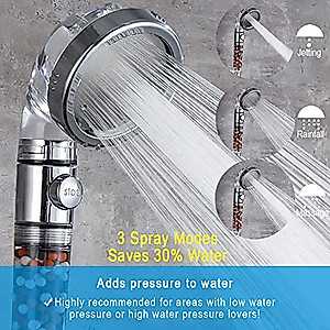 Vacto High Pressure Handheld Shower Head with Filter, Shower Head Kits with Hose and Bracket, Hard Water Softener Water Purifying Filtered Showerheads with Filter Beads