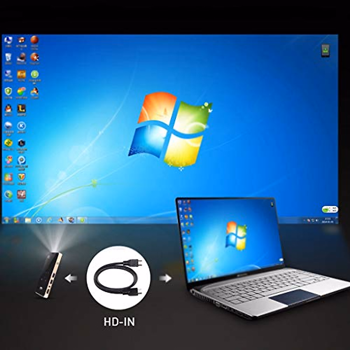 N/A Mini Portable DLP Android Projector, Home Theater Support 4K Mobile Phone ( Size : 8GB )