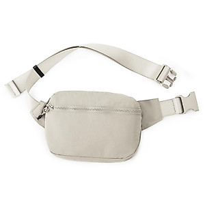 ODODOS 2L Belt Bag for Women Men, Crossbody Fanny Packs with Adjustable Strap Waist Pouch for Workout Hiking Running Travel, Light Grey