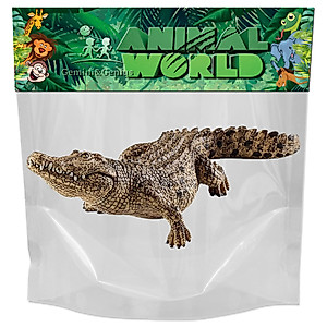 Gemini&Genius Crocodile Action Figures Wildlife World Safari Animals Figures Stocking Stuffers and Collectible Toys The Coolest Cake Toppers for Kids (Brown Crocodile)