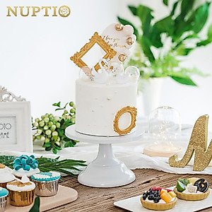 NUPTIO White Cupcake Stand Wedding: Cake Holder Dessert Pedestal Stands Metal Display Trays for Desserts Round Serving Plate for Birthday Party Christmas Anniversary Baby Shower 7.87 Inch / 20cm